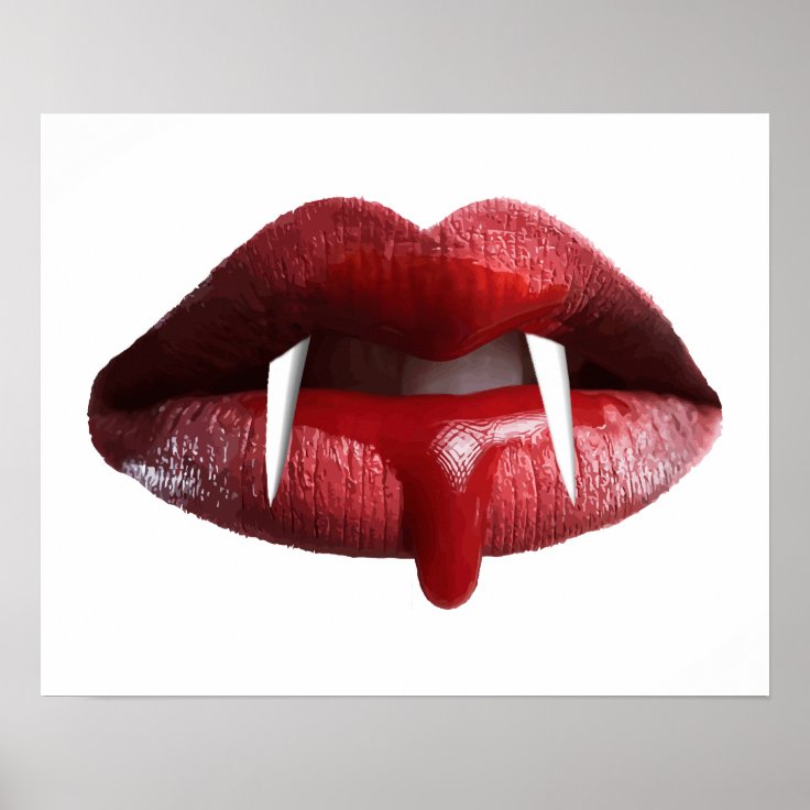 Bloody Vampire Red Lipstick Lips Poster | Zazzle
