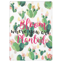 Bloom Where You Are Planted Cactus Print Clipboard | Zazzle