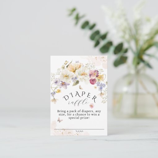 Bloom Wildflower Rustic Baby Shower Diaper Raffle Enclosure Card | Zazzle