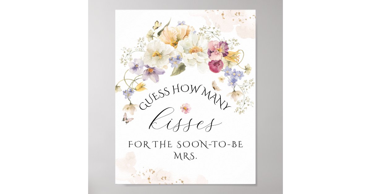 Bloom Wildflower Rustic Bridal Shower Game Poster | Zazzle