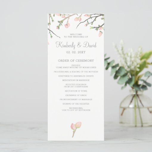 Blooming Blush Floral Wedding Programs | Zazzle