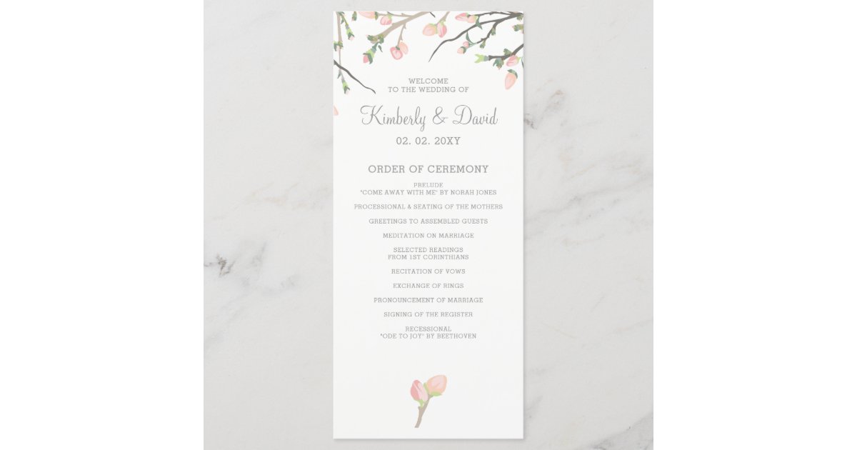 Blooming Blush Floral Wedding Programs | Zazzle