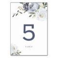 Blooming botanical dusty blue floral wedding table table number | Zazzle