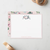 Blooming botanical pink personalized stationery note card | Zazzle