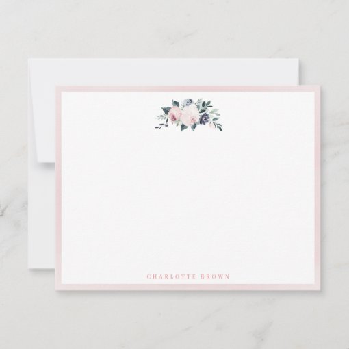 Blooming botanical pink personalized stationery note card | Zazzle