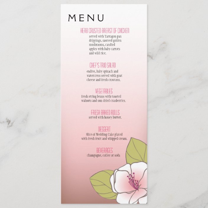 Blooming Cherry Blossoms Dinner Menu pink | Zazzle.com