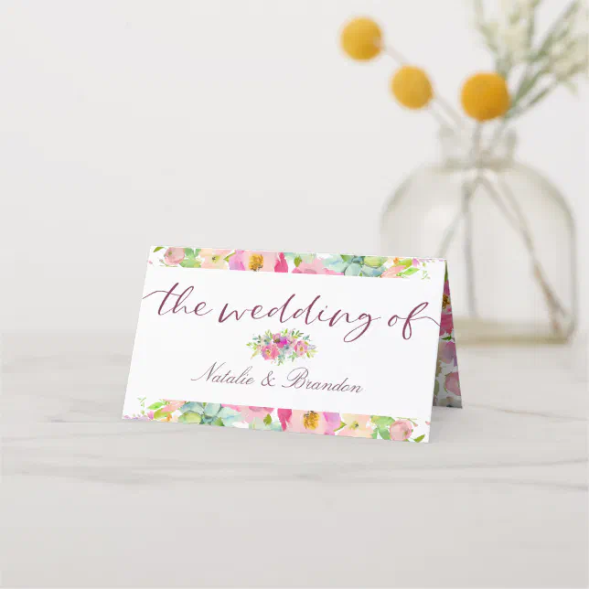 Blooming Chic Floral Reserved Seating Wedding Place Card | Zazzle