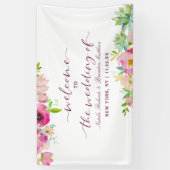 Blooming Chic Mint & Blush Floral Wedding Welcome Banner | Zazzle