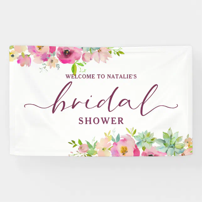Blooming Chic Pink Floral Bridal Shower Welcome Banner | Zazzle