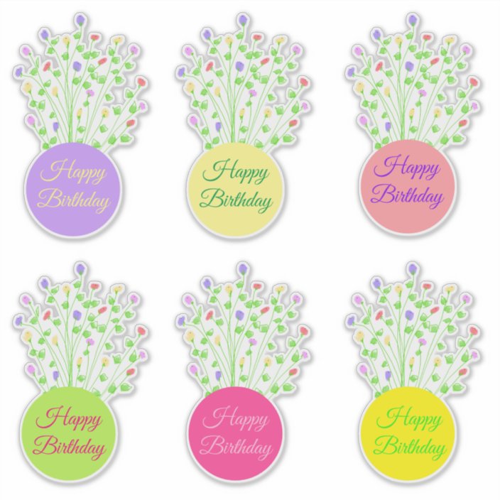 Blooming Floral Birthday Wishes Sticker | Zazzle.com