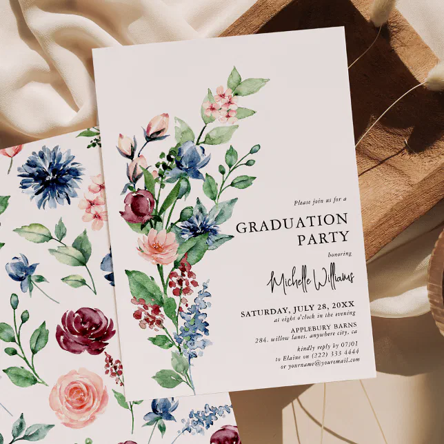Blooming in Celebration Graduation Party Invitation | Zazzle
