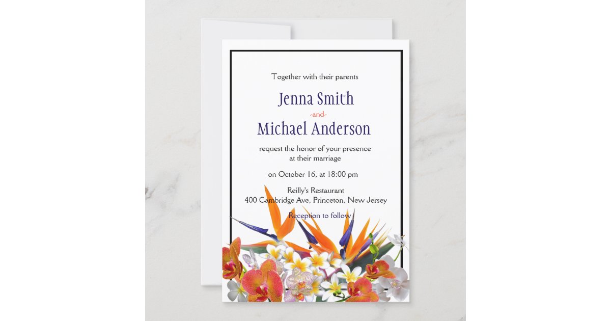 Blooming Joy-Tropical Flowers Wedding Invitation | Zazzle