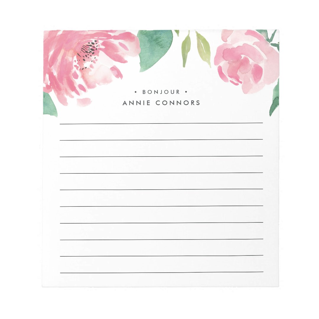 Blooming Peony | Personalized Lined Notepad | Zazzle