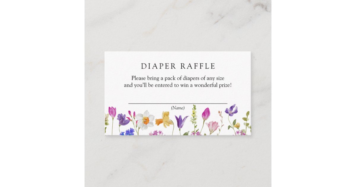 Blooming Spring Flowers Diaper Raffle Enclosure Card | Zazzle