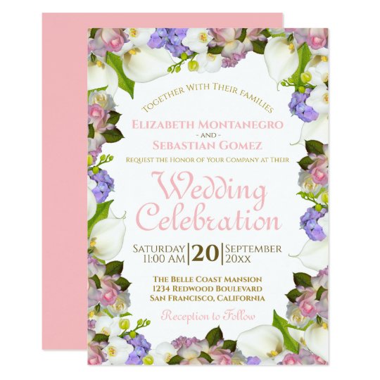Blooming Spring Pastel Floral Frame Wedding Invitation | Zazzle.com