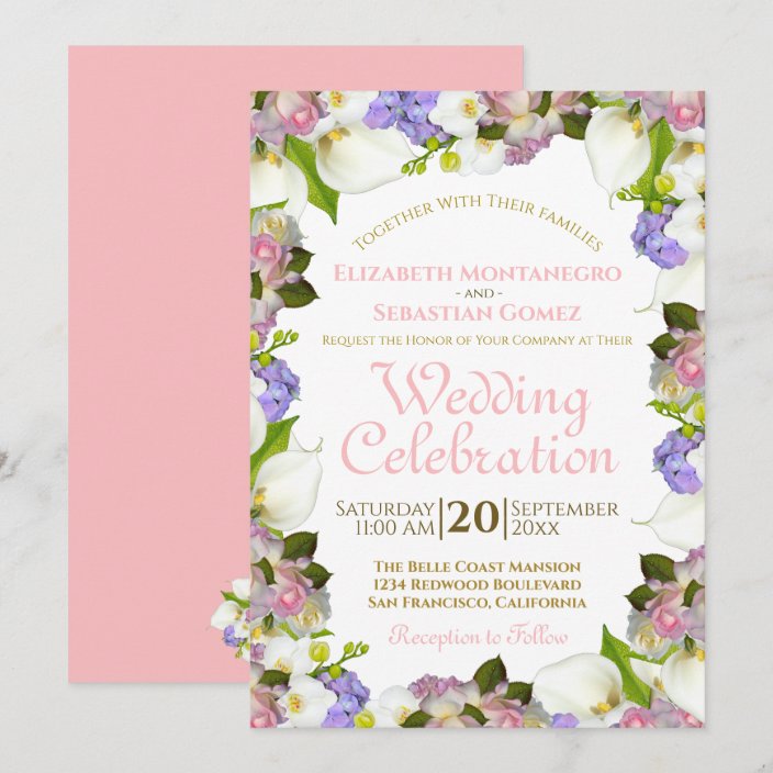 Blooming Spring Pastel Floral Frame Wedding Invitation | Zazzle.com
