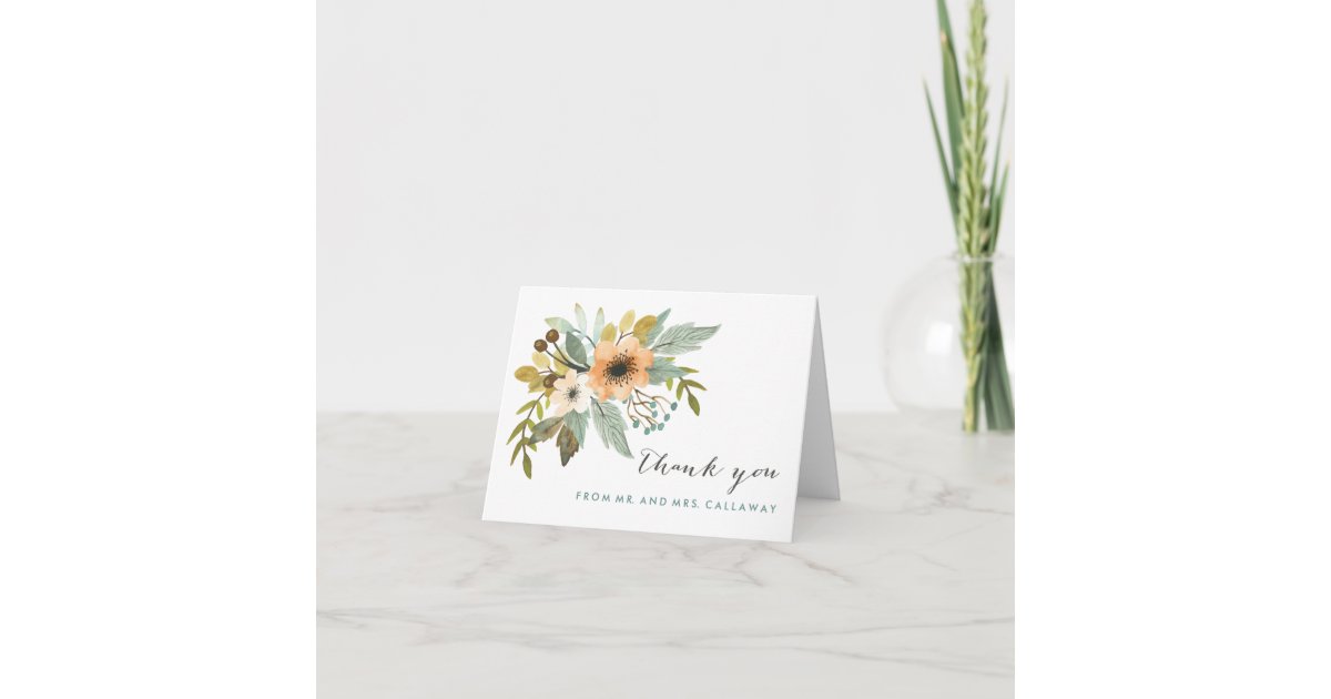 Blooming Watercolor Thank You Note Card | Zazzle
