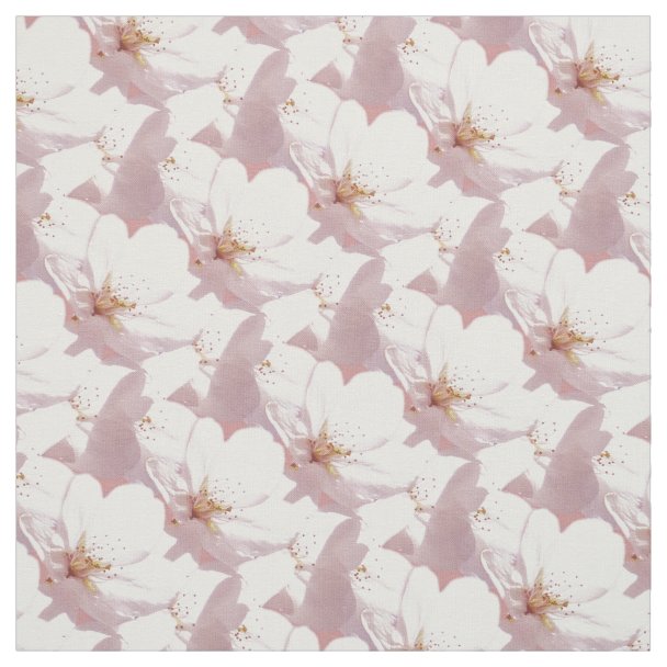 Cherry Blossom Flowers Pattern Fabric | Zazzle