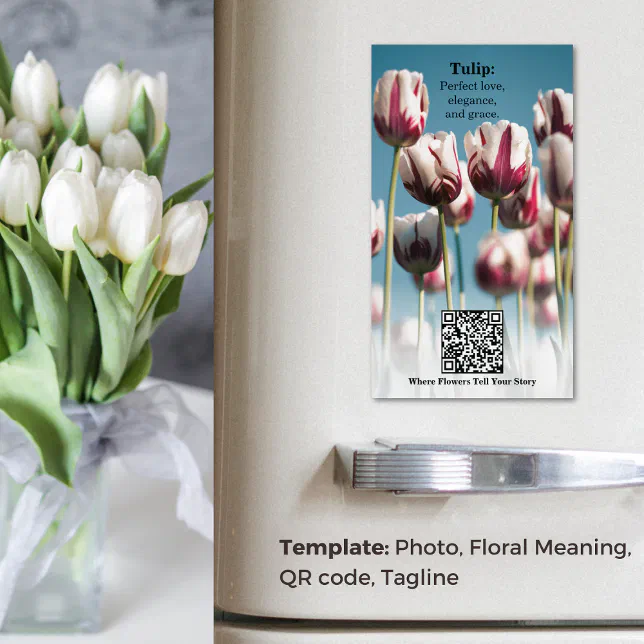 Blossom Knowledge: Tulip Educational Business Card Magnet | Zazzle