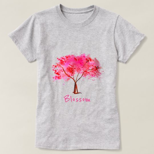 Blossoming slogan with Pink Cherry Blossom tree T-Shirt | Zazzle.com