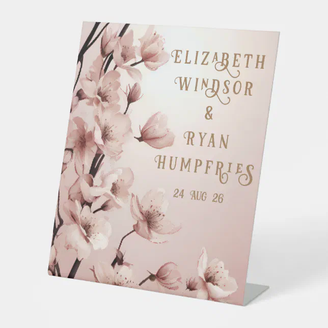 Blossoms of Love" Wedding Invitation Collection Pedestal Sign | Zazzle
