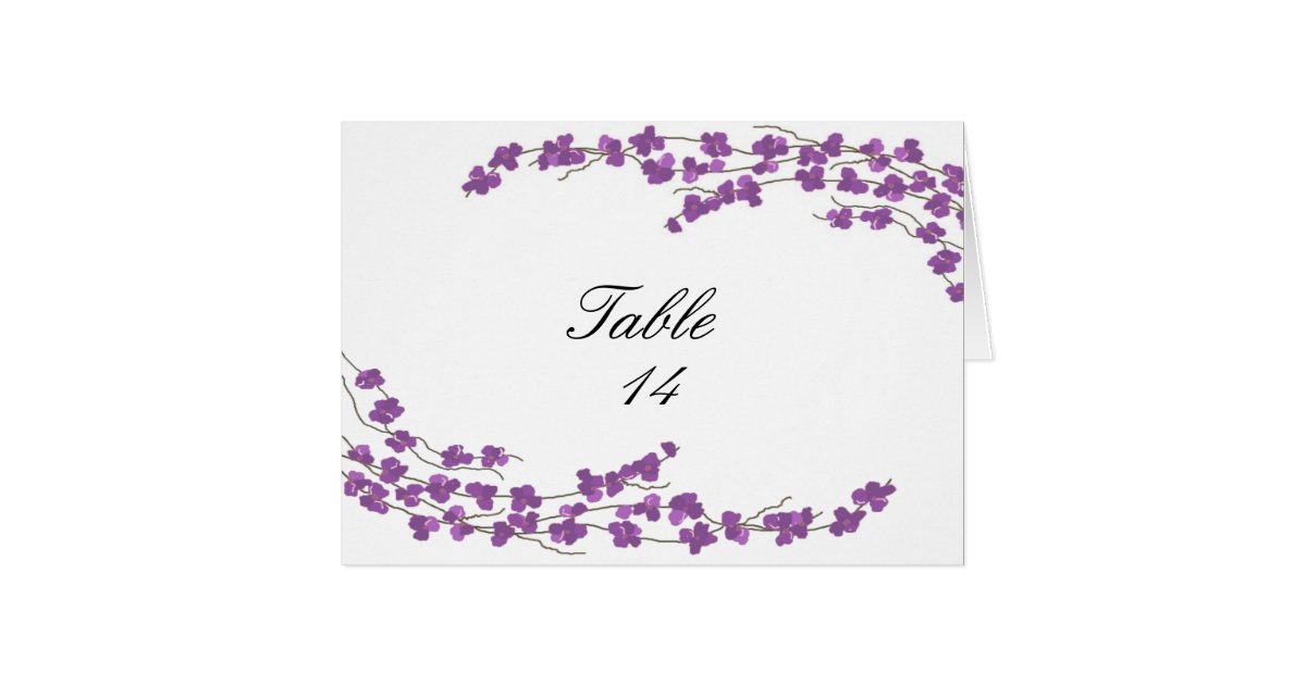 Blossoms Table Seating Card - Purple Blossoms | Zazzle