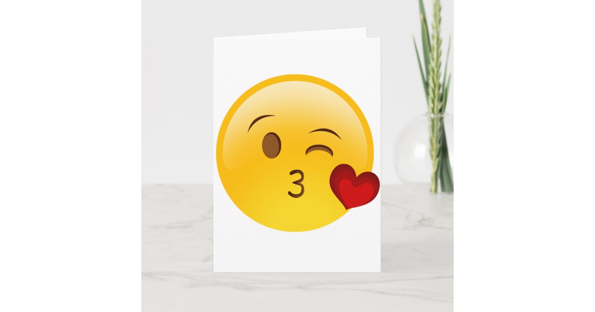 Blow a kiss emoji sticker card | Zazzle