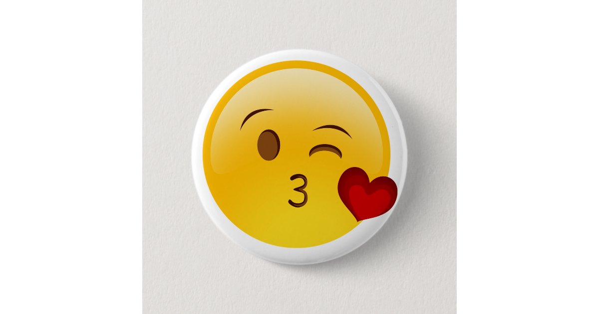 Blow a kiss emoji sticker pinback button | Zazzle.com