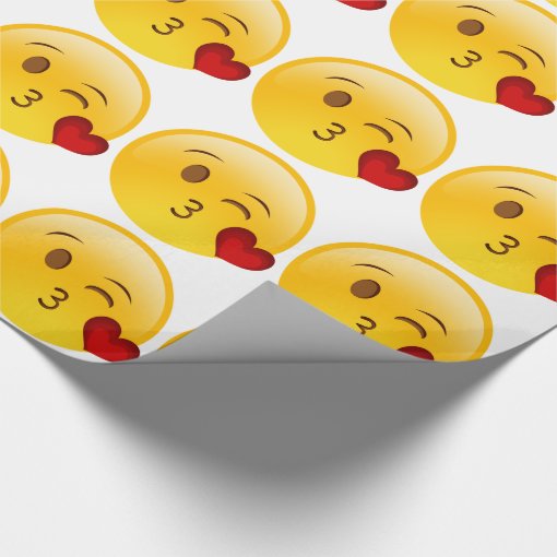Blow a kiss emoji sticker wrapping paper | Zazzle