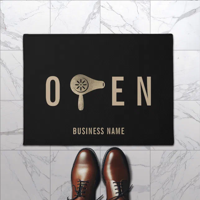 Blow Dry Bar Hair Salon Open Welcome Doormat | Zazzle