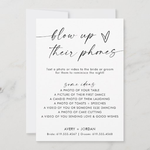 Blow Up Their Phone Sign | Wedding Photo Game Invitation | Zazzle