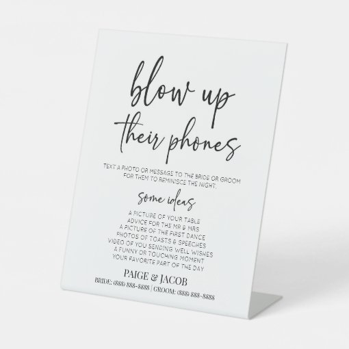 Blow Up Their Phones Wedding Photo Activity Sign | Zazzle