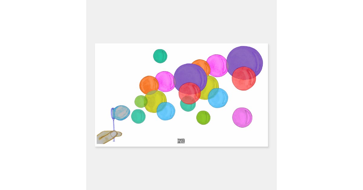 Blowing Bubbles (Rainbow) Rectangular Sticker | Zazzle