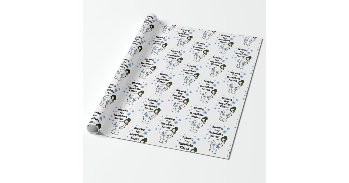 Blowing You Snowflake Kisses Wrapping Paper | Zazzle