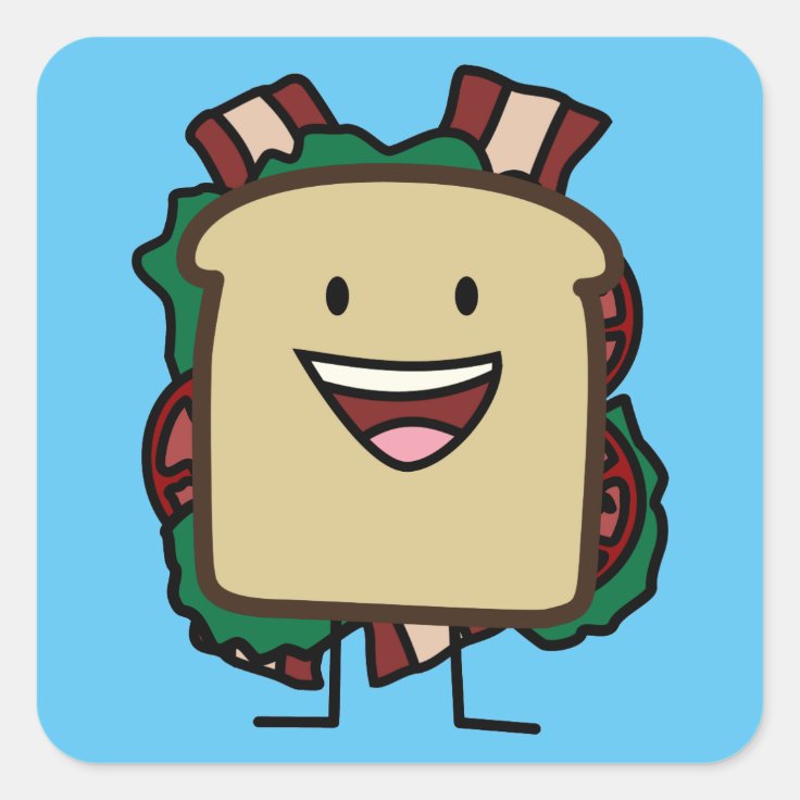 BLT Sandwich Bacon Lettuce and Tomato Foods Design Square Sticker | Zazzle