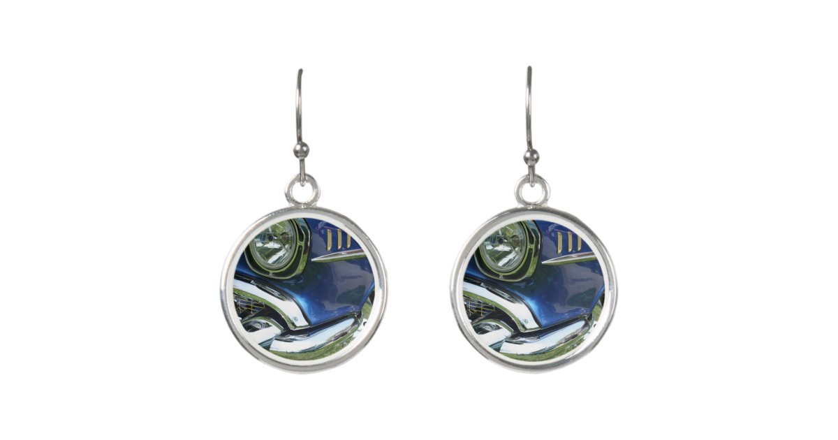 Blue 1957 Chevy Vintage Car Earrings | Zazzle