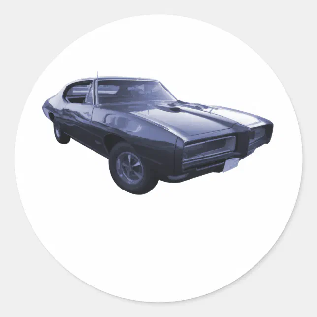 Blue 1968 Pontiac GTO Classic Round Sticker | Zazzle