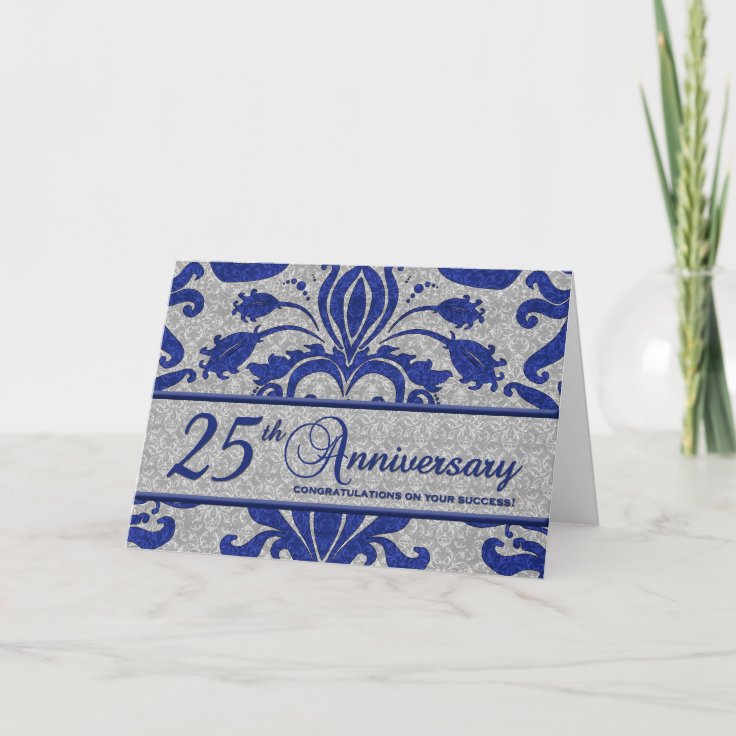 Blue 25th Anniversary Business Greeting Card | Zazzle
