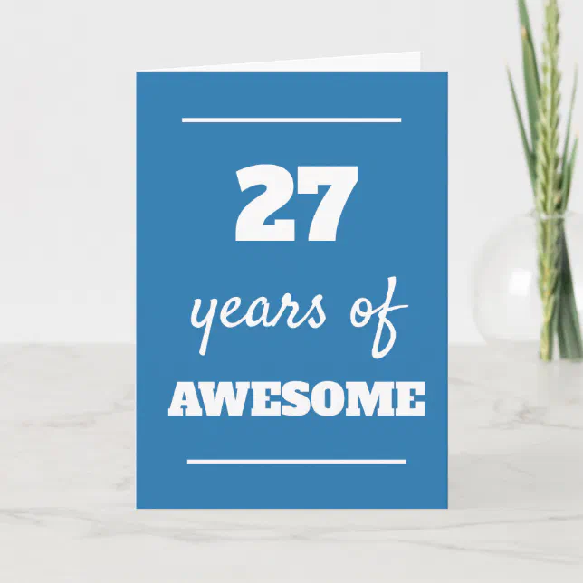 Blue 27th Birthday Card | Zazzle