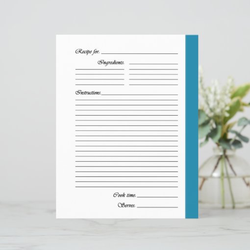 Blue 2-sided Recipe Pages | Zazzle