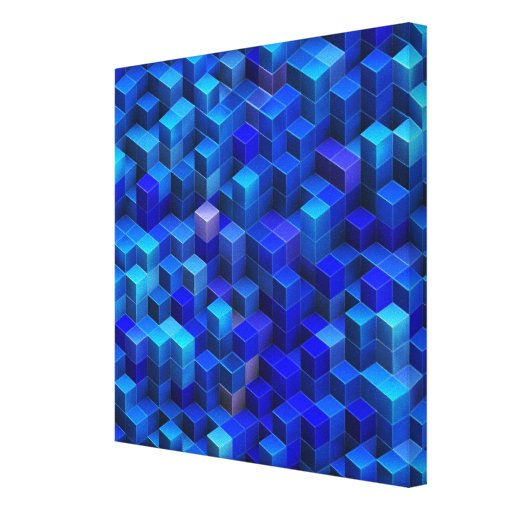 Blue 3D cubes abstract geometric pattern Canvas Print | Zazzle