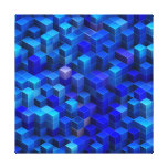 Blue 3D cubes abstract geometric pattern Fabric | Zazzle.com