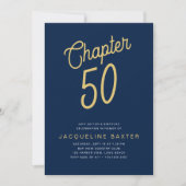 Blue 50th Birthday Gold Script 50 Invitation | Zazzle
