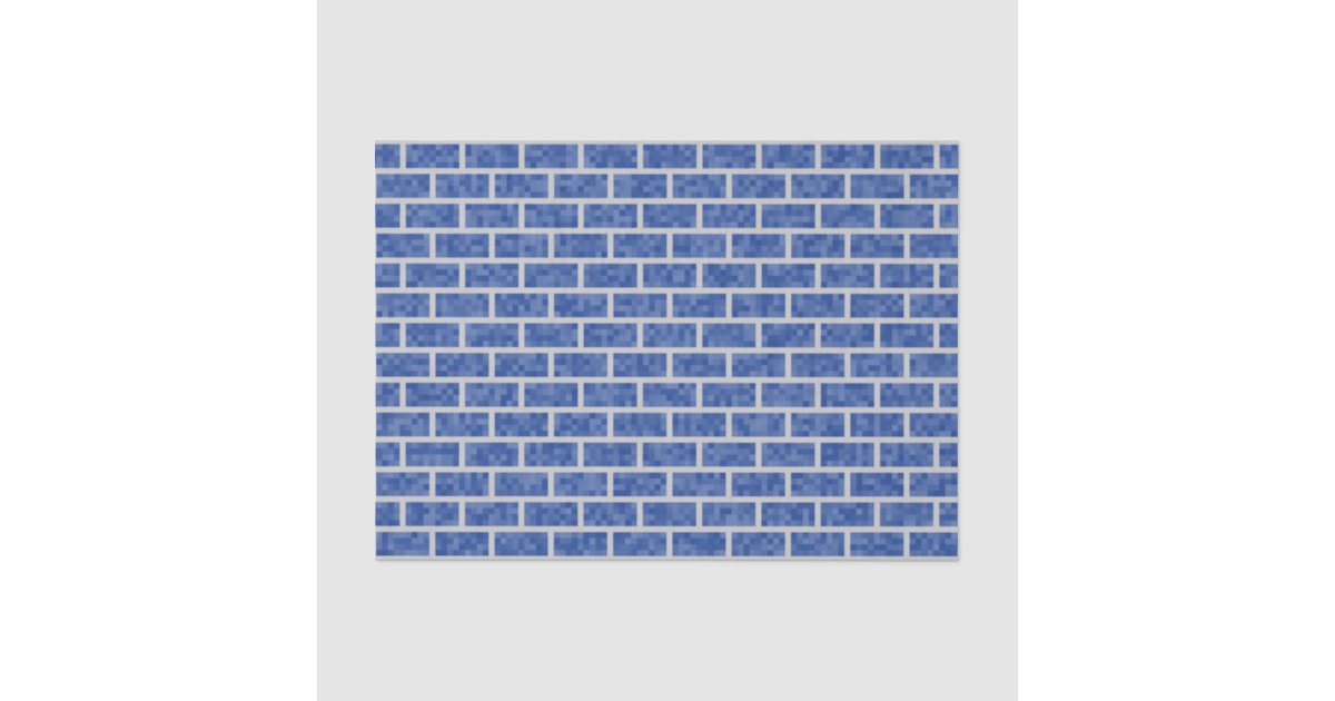 Blue 8-Bit Pixelated Graphics Style Bricks Pattern Tissue Paper | Zazzle