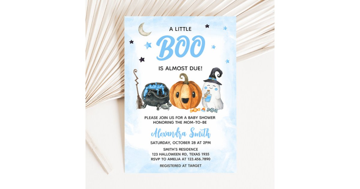Blue A Little Boo Baby Shower Invitation | Zazzle