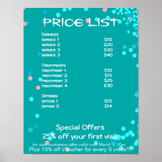 Salon Price List Posters | Zazzle