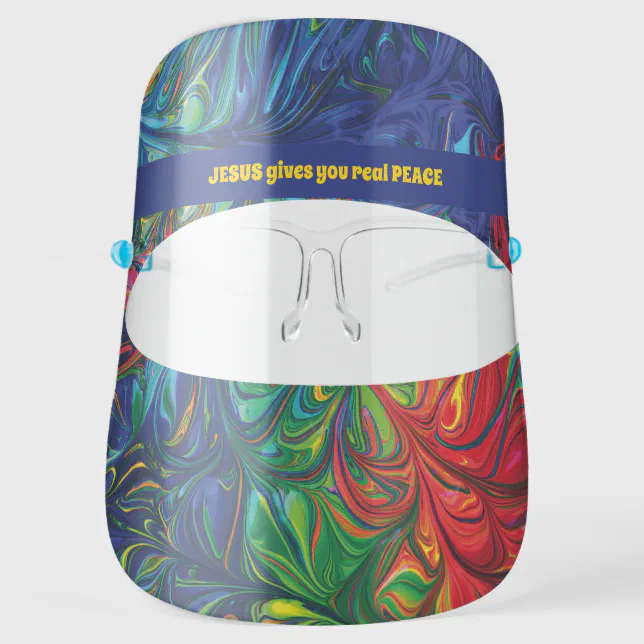Blue Abstract JESUS GIVES REAL PEACE Customizable Face Shield | Zazzle