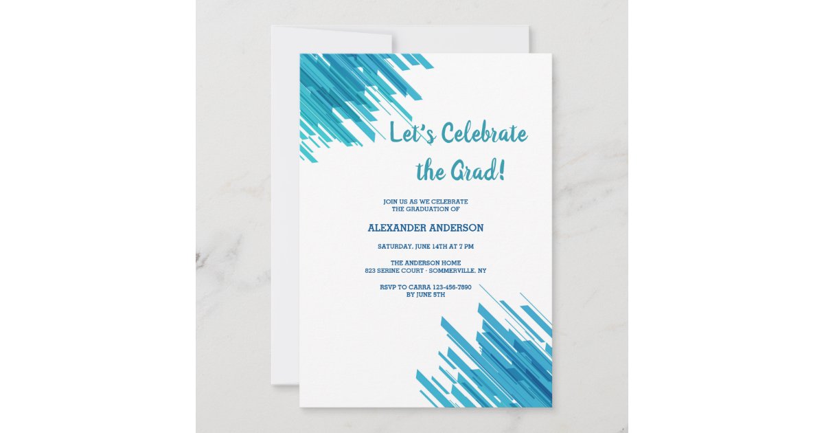 Blue Abstract Pattern Invitation | Zazzle