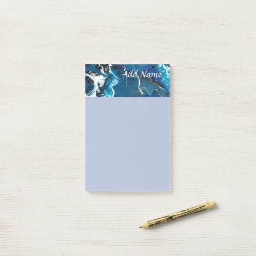 Blue Abstract Personalized Post it Note 4x6 | Zazzle