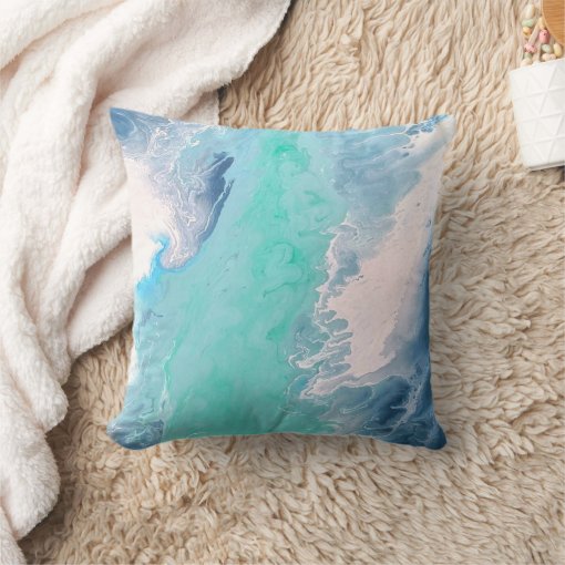 Blue Abstract Water Waves Throw Pillow Vibrant | Zazzle